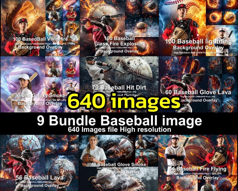 9-bundle Baseball Collection: Digital Backgrounds for Photoshop Edits ...