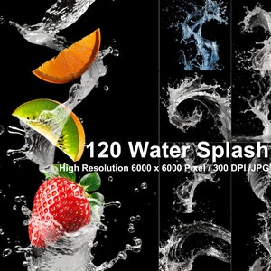 120 Water Splash Photo Overlays: Photography Effects (digital Download ...