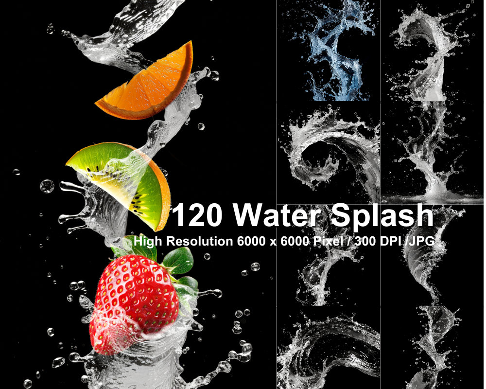 120 Water Splash Photo Overlays: Photography Effects (digital Download ...