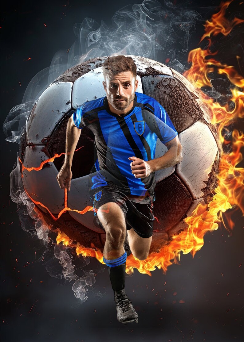Soccer Ball Fire Lava Photo Backgrounds: Sports Digital Backdrops ...