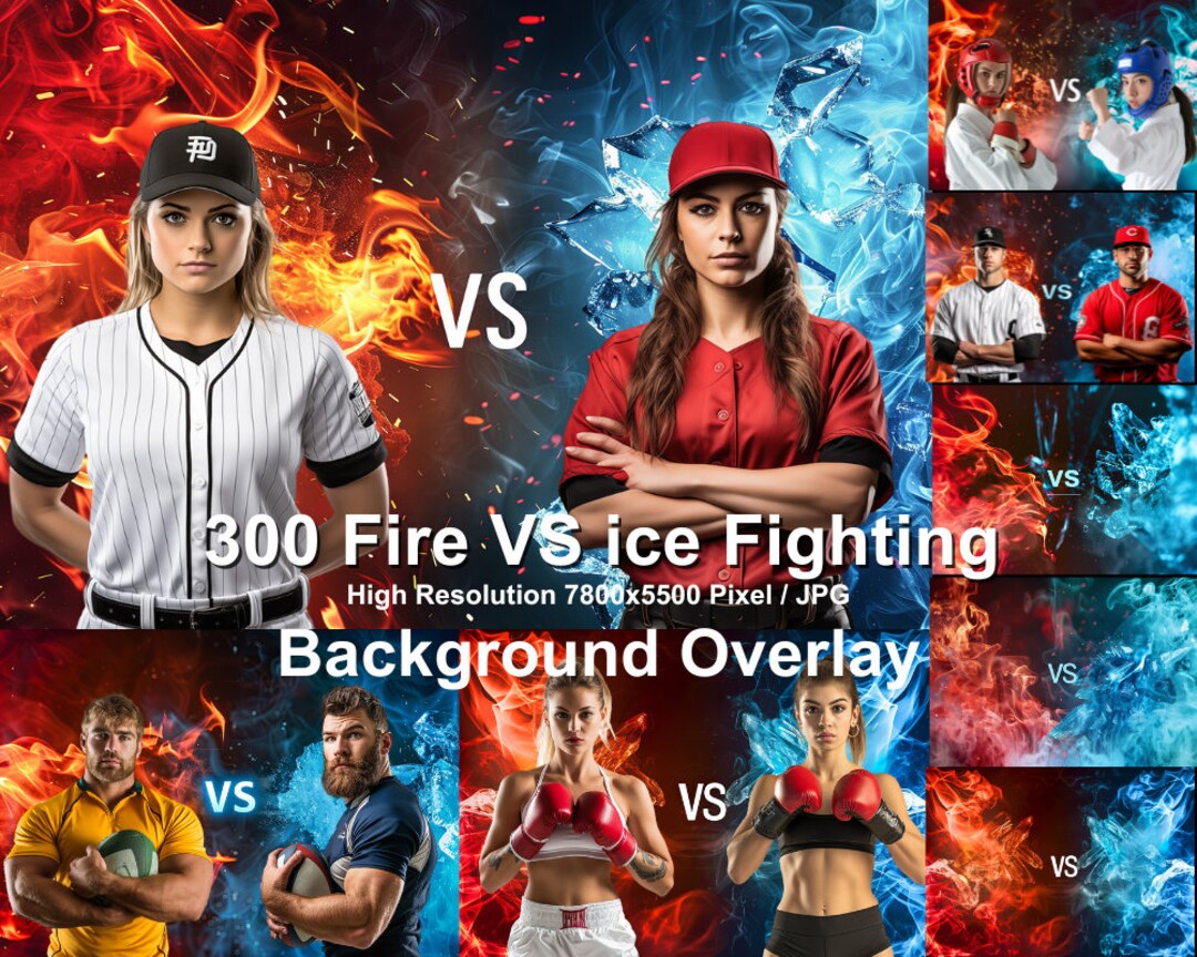 Fighting Game Fire and Ice Digital Background: Perfect for Sports ...