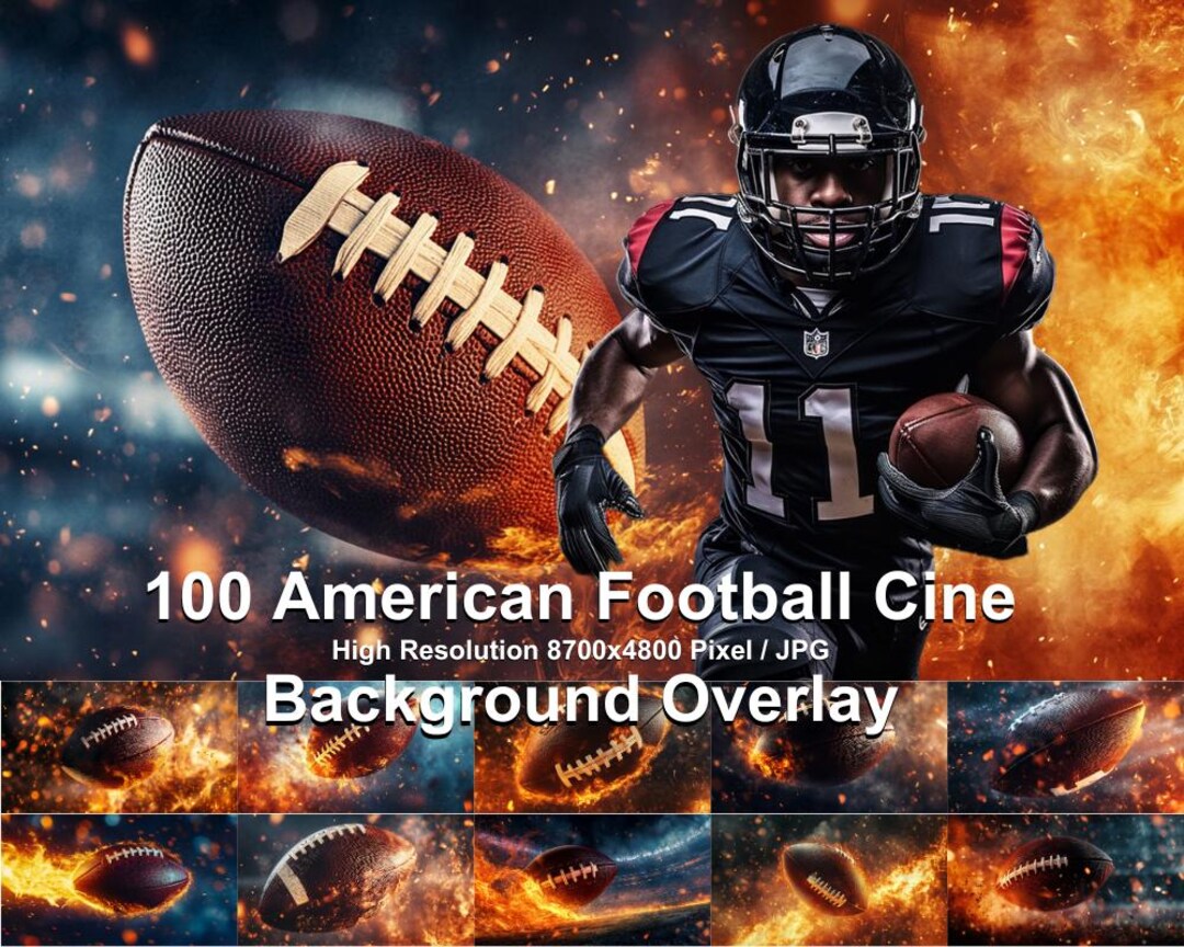 100 American Football Photo Overlays: Cine-themed Digital Backdrops ...