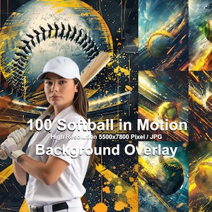 Softball Color Motion Backgrounds: 100 Sports Photo Overlays (digital ...