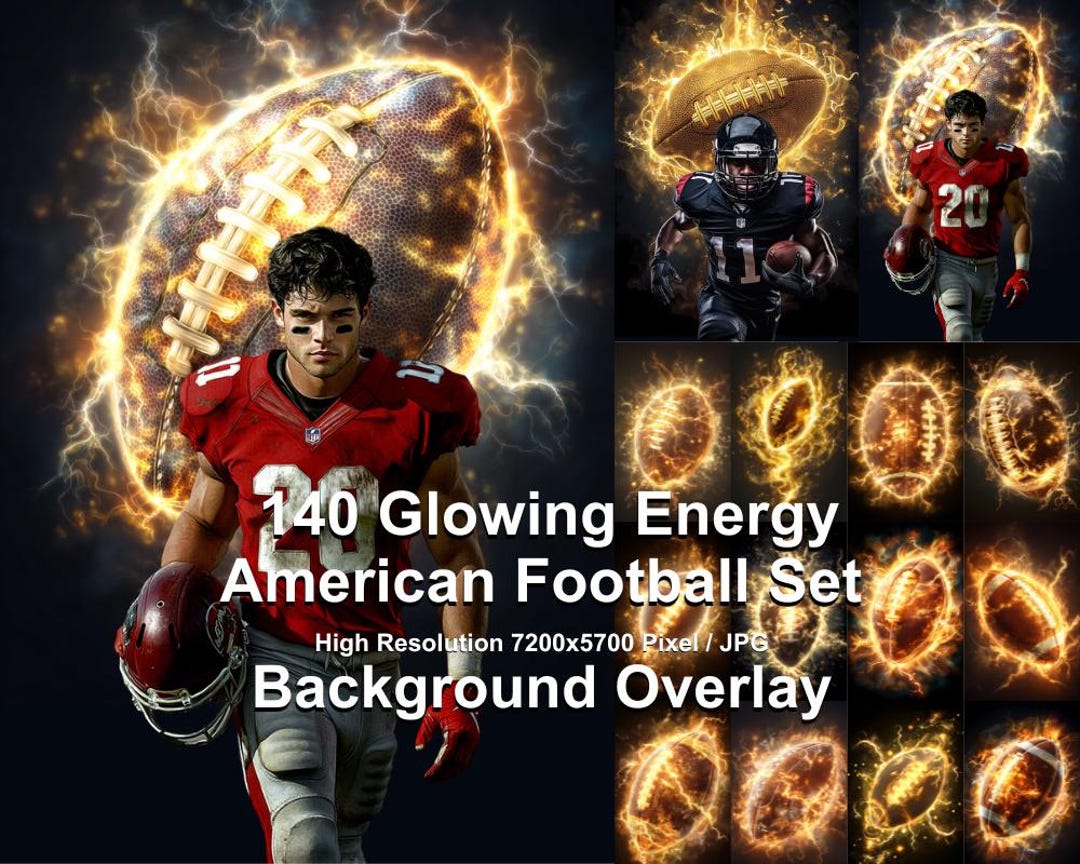 American Football Photo Overlays: 140 Glowing Energy Backgrounds ...