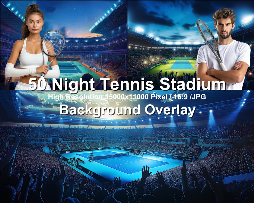 Night Tennis Court Photo Backgrounds: Sports Photography Backdrops ...