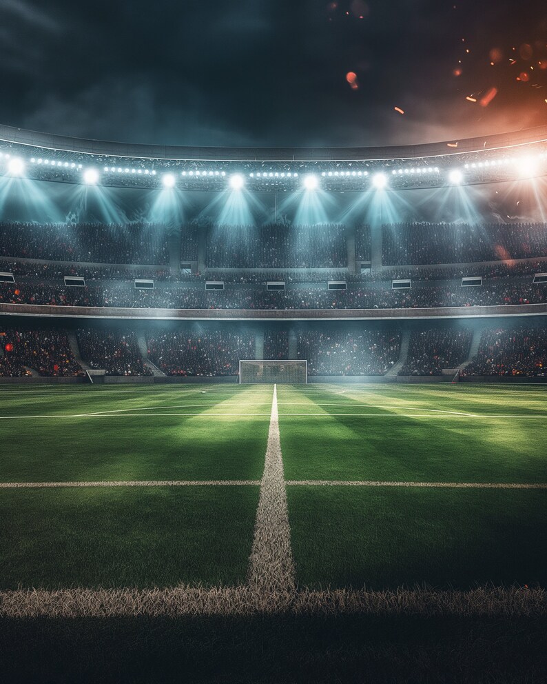 Football Stadium Photo Overlays: Green Grass, Lighting Effects (digital ...