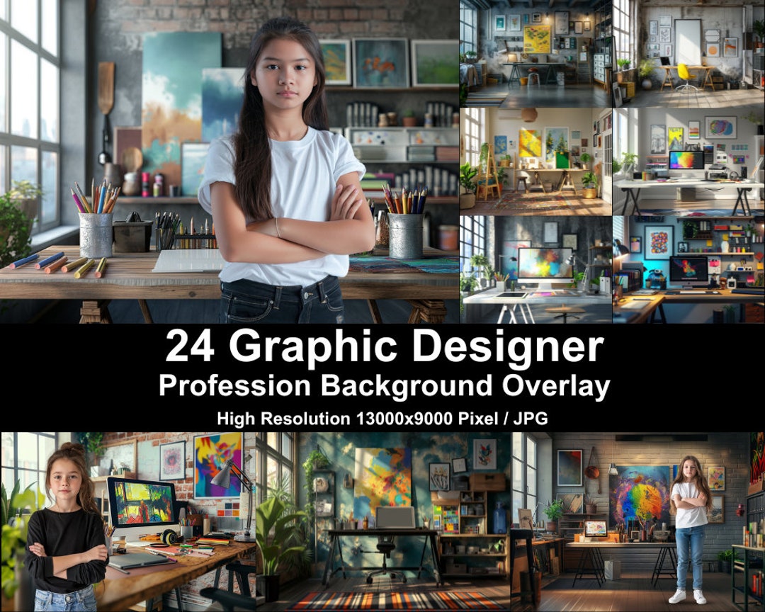 24 Graphic Designer Workspace With Drawing Tablet, Colorful Artwork ...