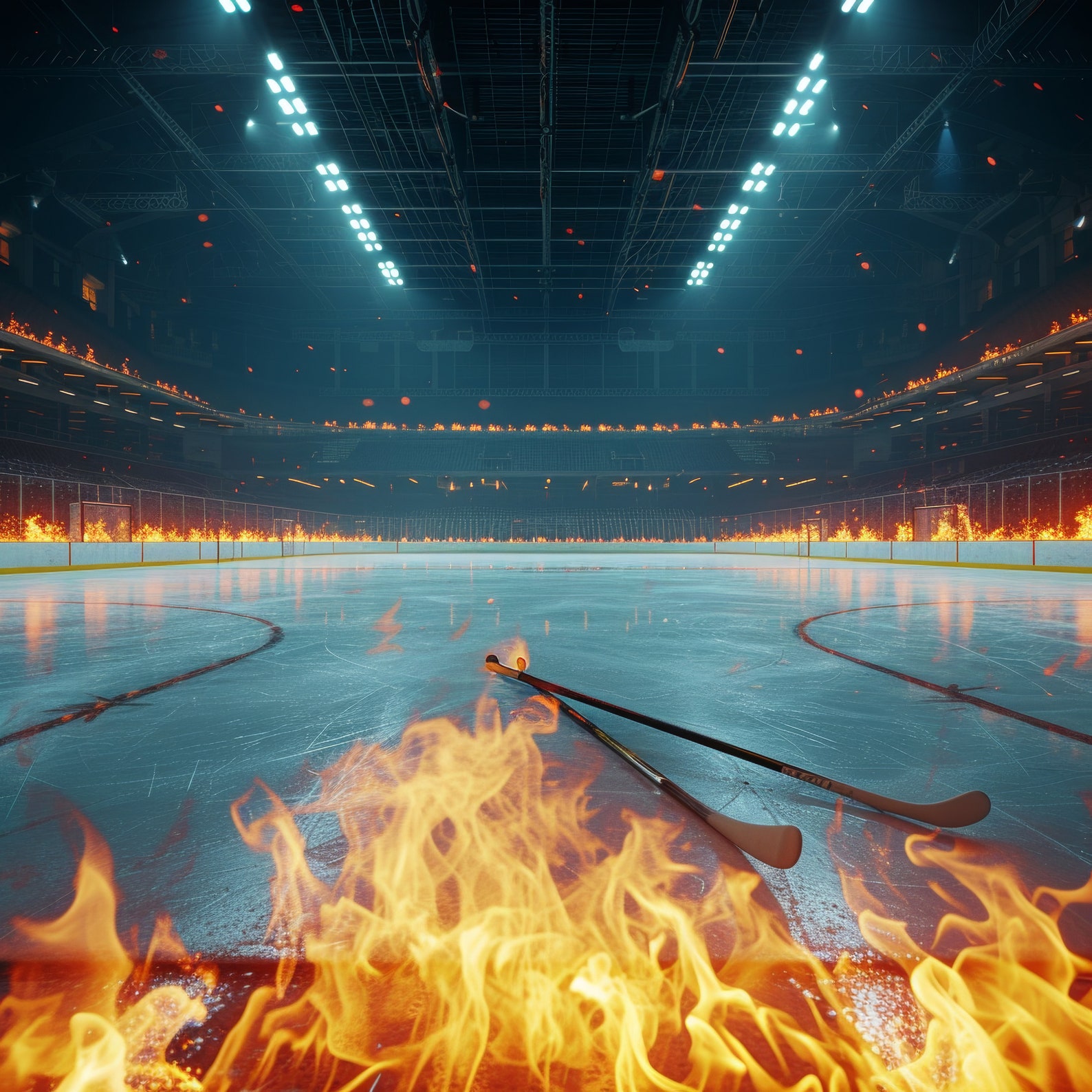 Ice Hockey Fire Photo Backgrounds: 100 Photoshop Overlays (digital ...
