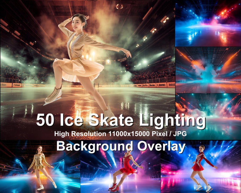 Ice Skate Lighting Backdrops: Gymnastics Photo Overlays (digital ...