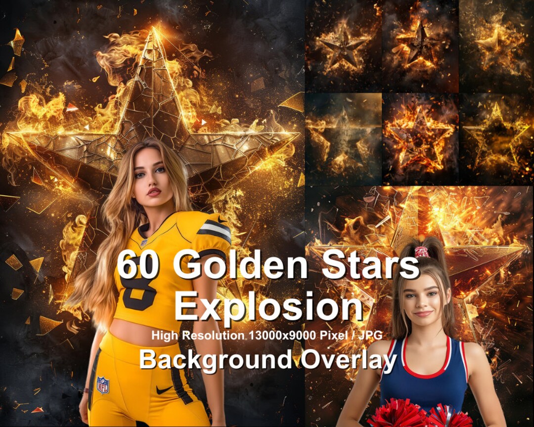 Golden Stars Explosion: Sports Photo Backgrounds (digital Download) - Etsy