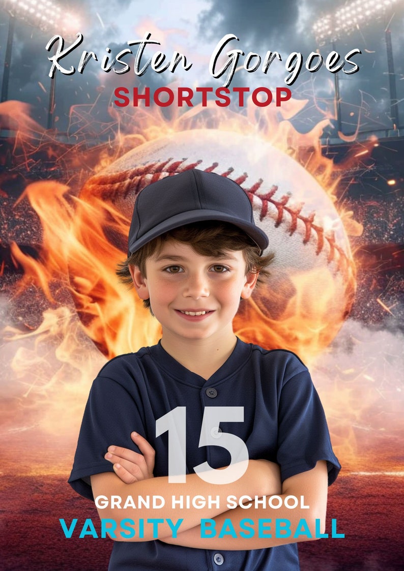 Baseball Player Canva Template Baseball Custom Poster, Senior Sports ...