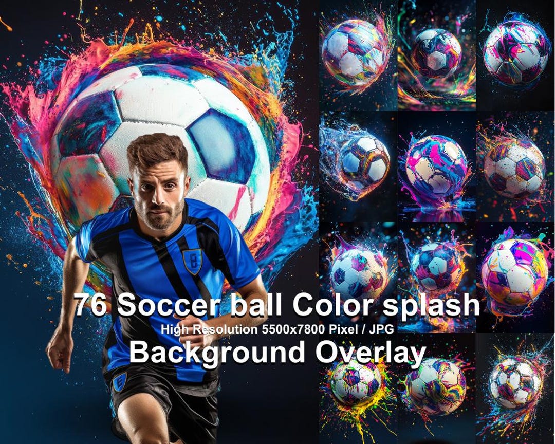 Soccer Ball Color Splash Backgrounds: 76 Sports Photo Overlays (digital ...
