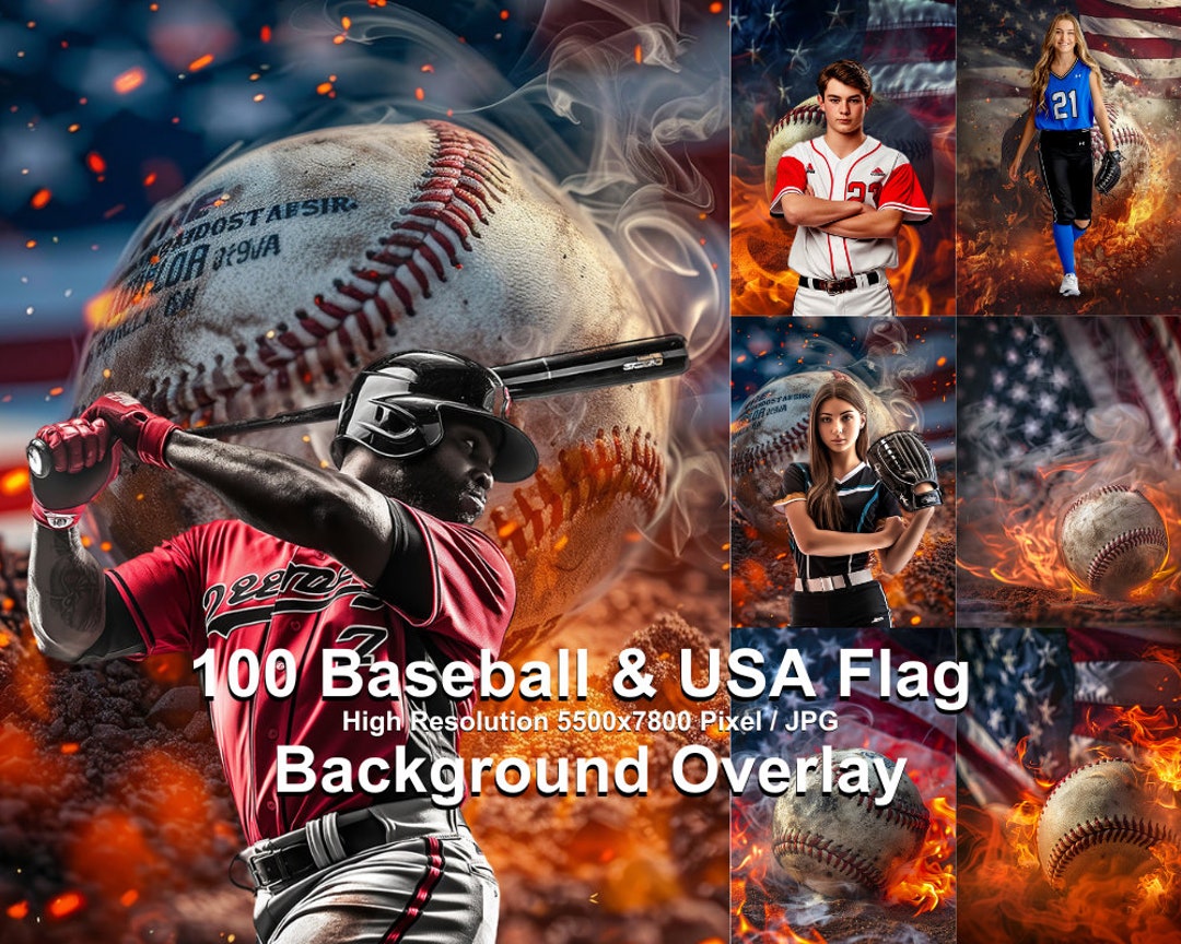 Baseball USA Flag Backgrounds: 100 Photo Overlays (digital Download) - Etsy