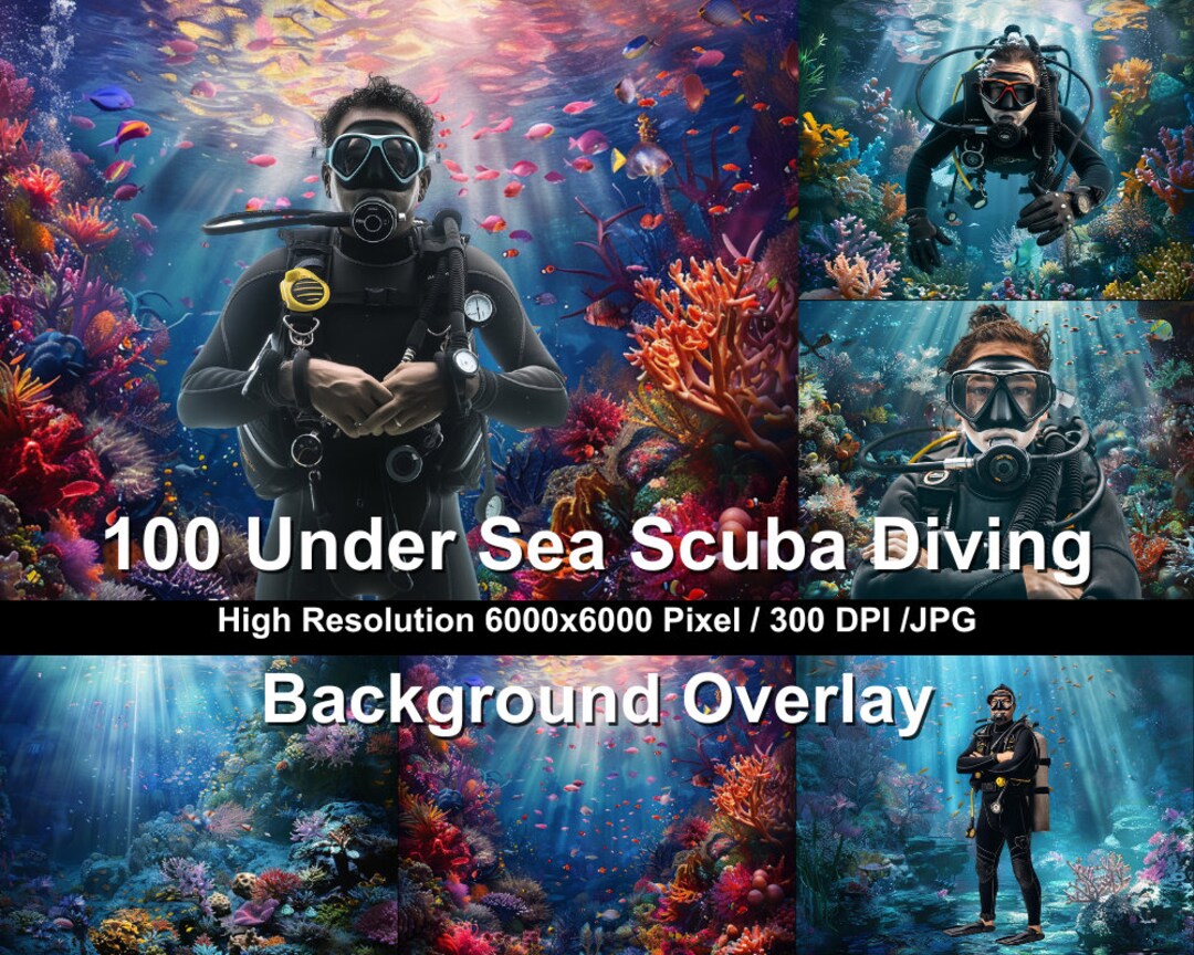 Scuba Diving Photo Overlays: 100 Under Sea Backdrops (digital Download ...