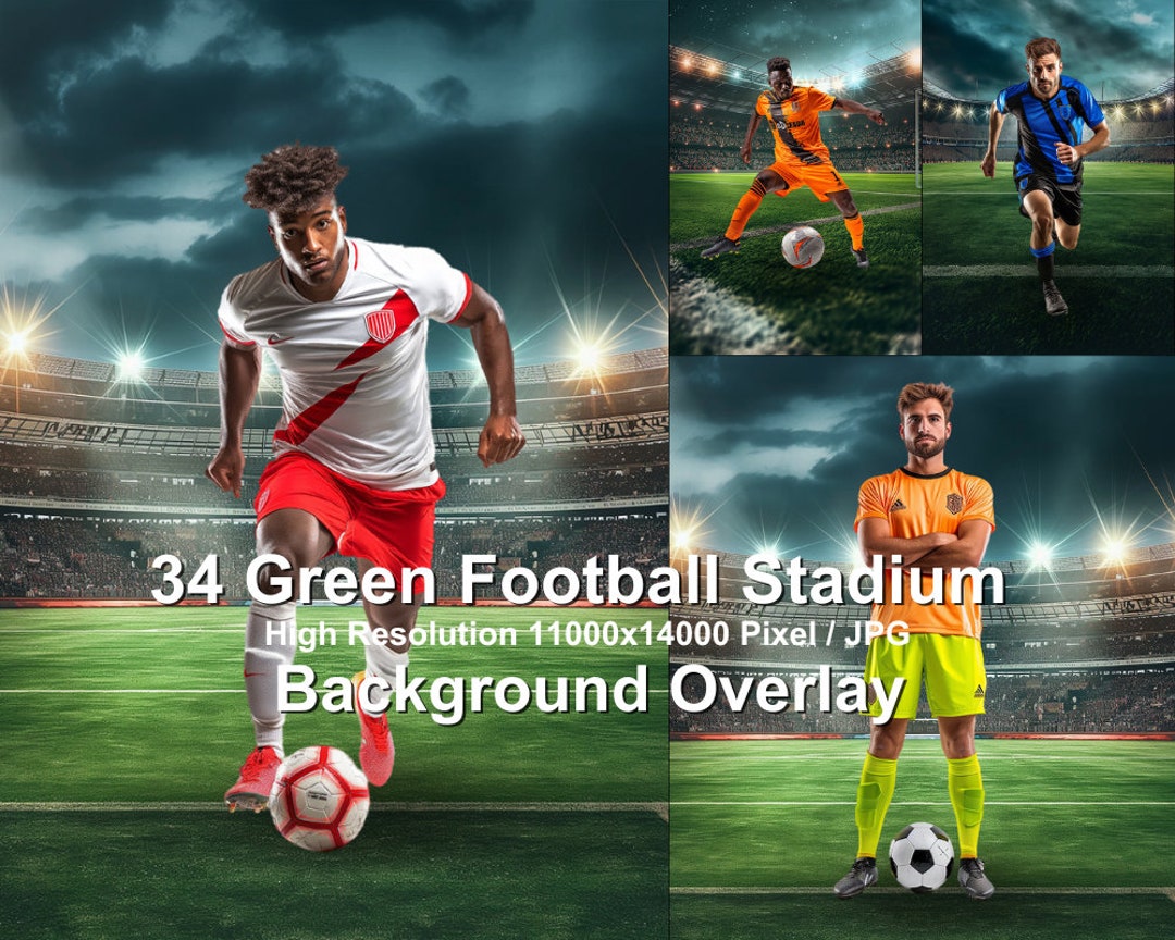 Football Stadium Photo Overlays: Green Grass, Lighting Effects (digital ...