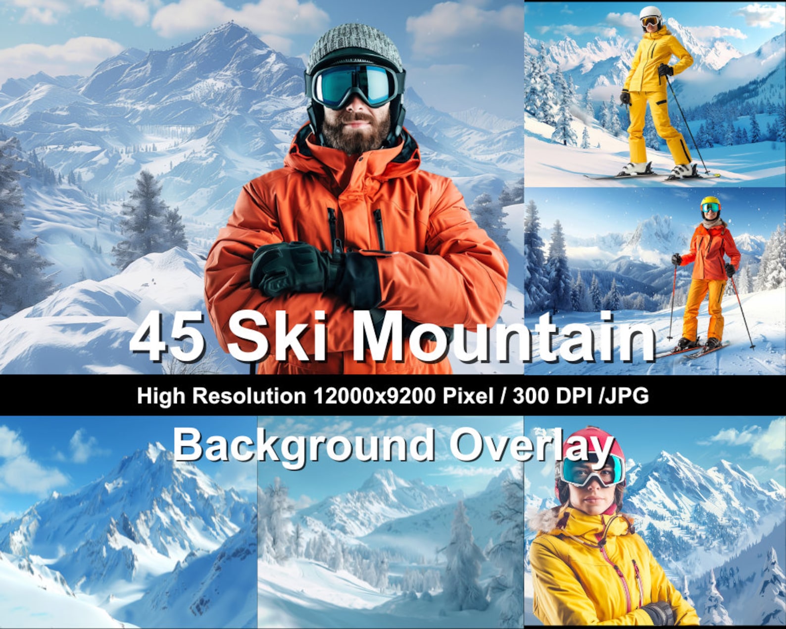 45 Ski Mountain Themed Images for Sports Photo Backgrounds, Featuring ...