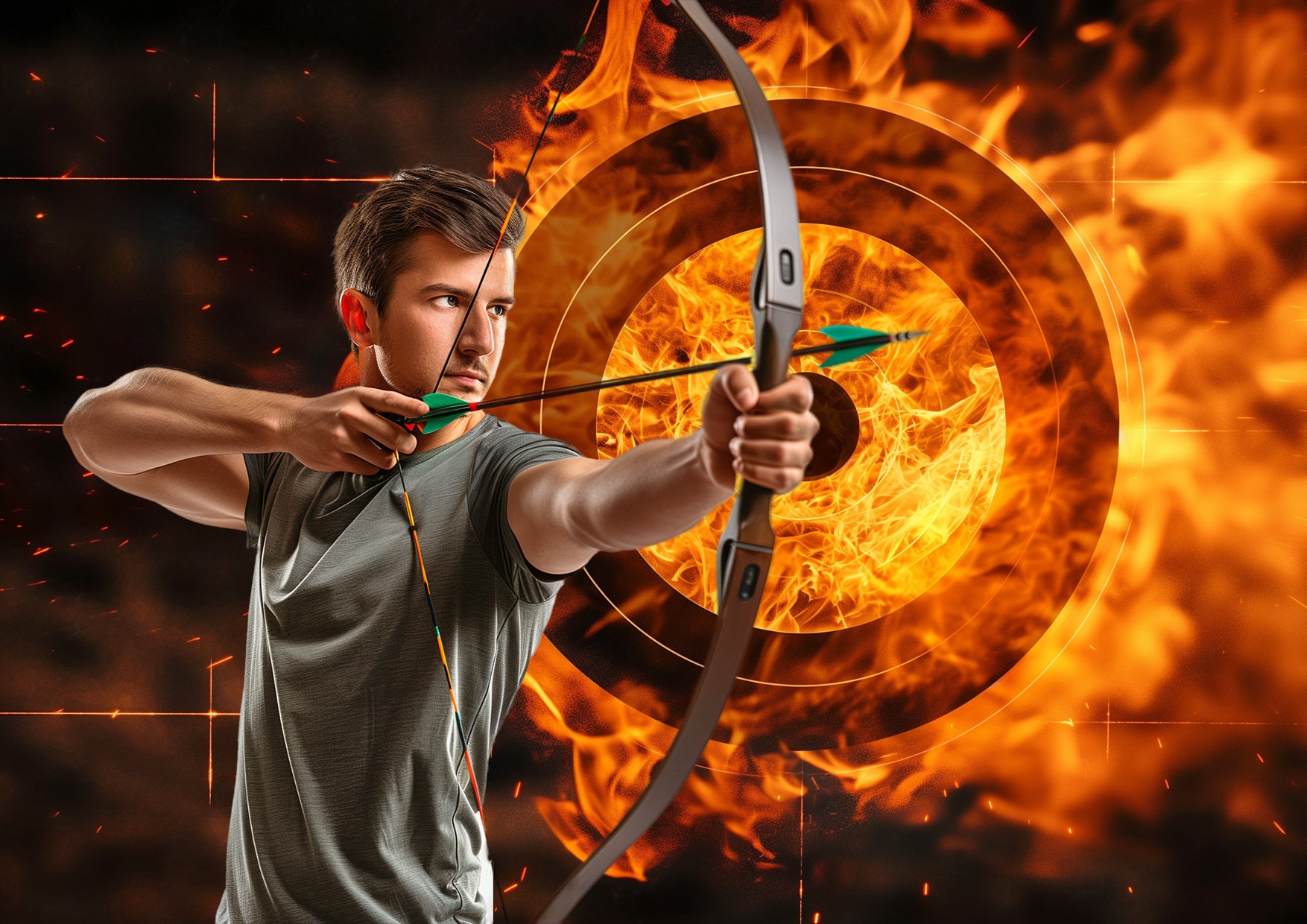 Sports Backgrounds | 30 Fire Target Archery Backdrops, Archery Digital ...