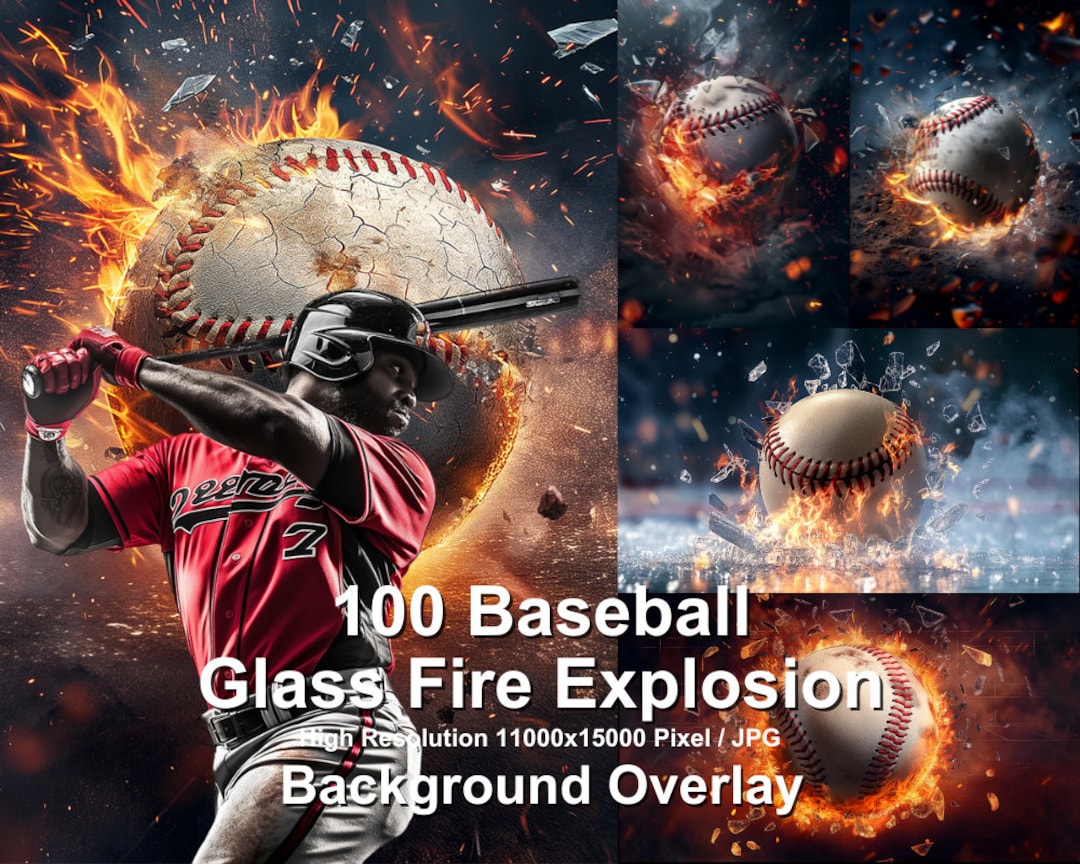 Fire Glass Baseball Photo Backgrounds: Photoshop Overlays (digital ...
