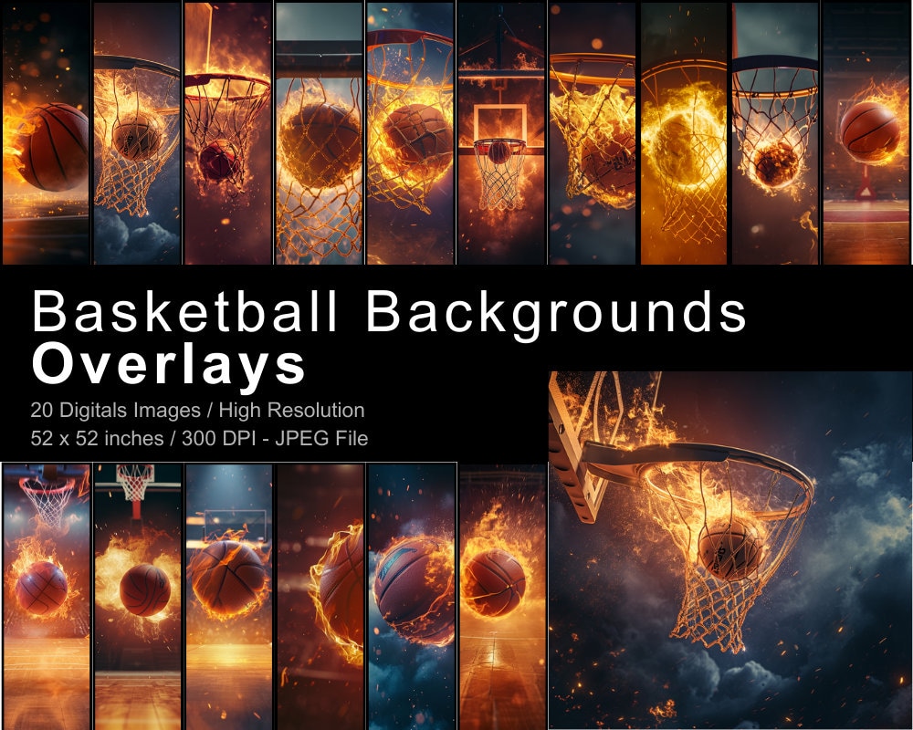Basketball Photo Backgrounds: Sports Photography Overlays (digital ...