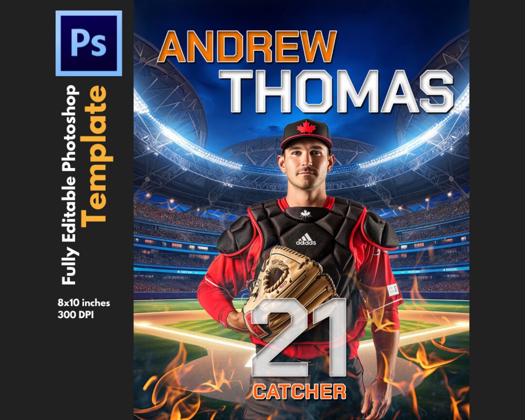 Baseball Poster Template: Under the Lights Stadium, PSD Photography ...