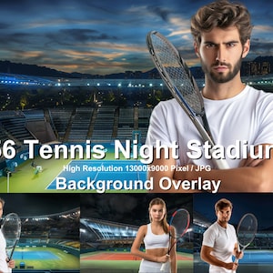Tennis Night Stadium Photo Backgrounds: 56 Sports Images (digital ...