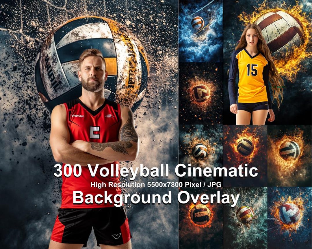 Volleyball Cinematic Photo Backgrounds: Sports Photoshop Overlays ...