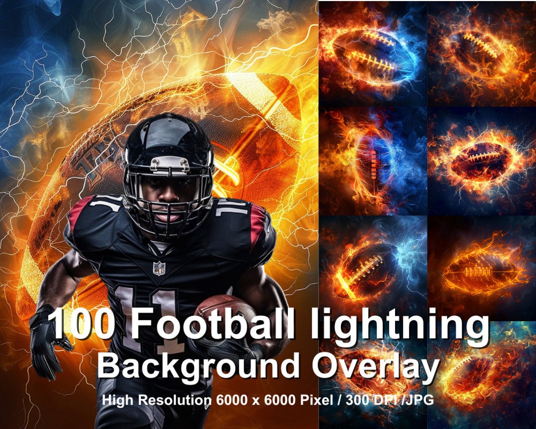 100 Lightning Football Photo Overlays: Sports Backgrounds (digital ...