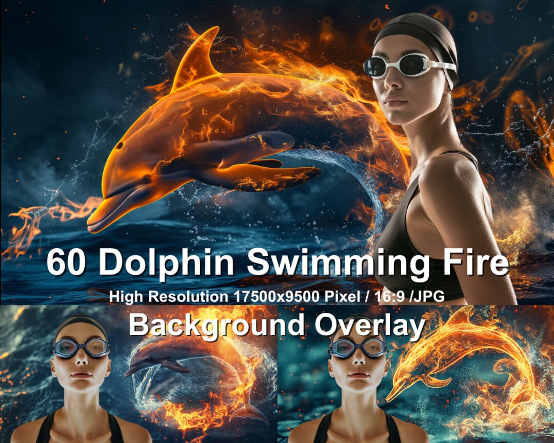 Dolphin Swimming in Fire Pool: Sports Photo Backgrounds (digital ...