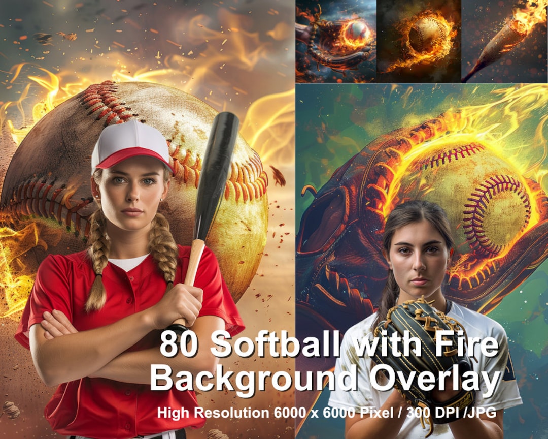 Fire Softball Photo Backgrounds: Sports Digital Backdrops (digital ...