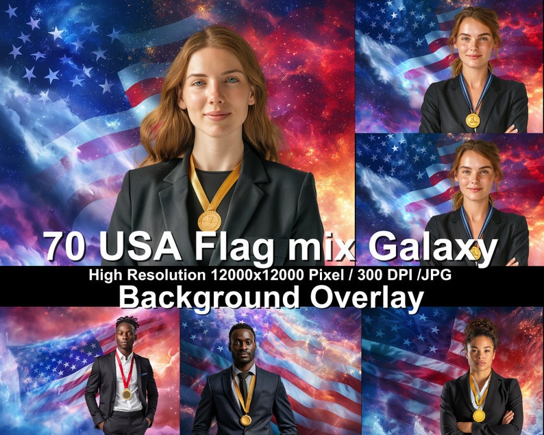 70 USA Flag Overlay Galaxy-themed Images for Sports Photo Backgrounds ...