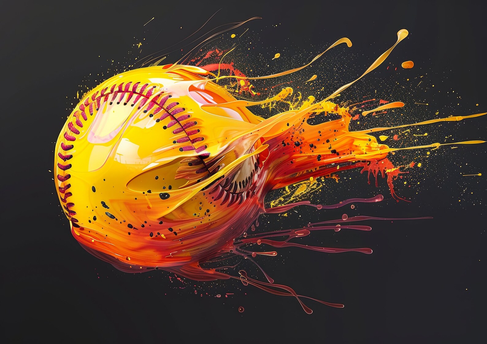 64 Softball in 3D Color-themed Images for Sports Photo Backgrounds ...