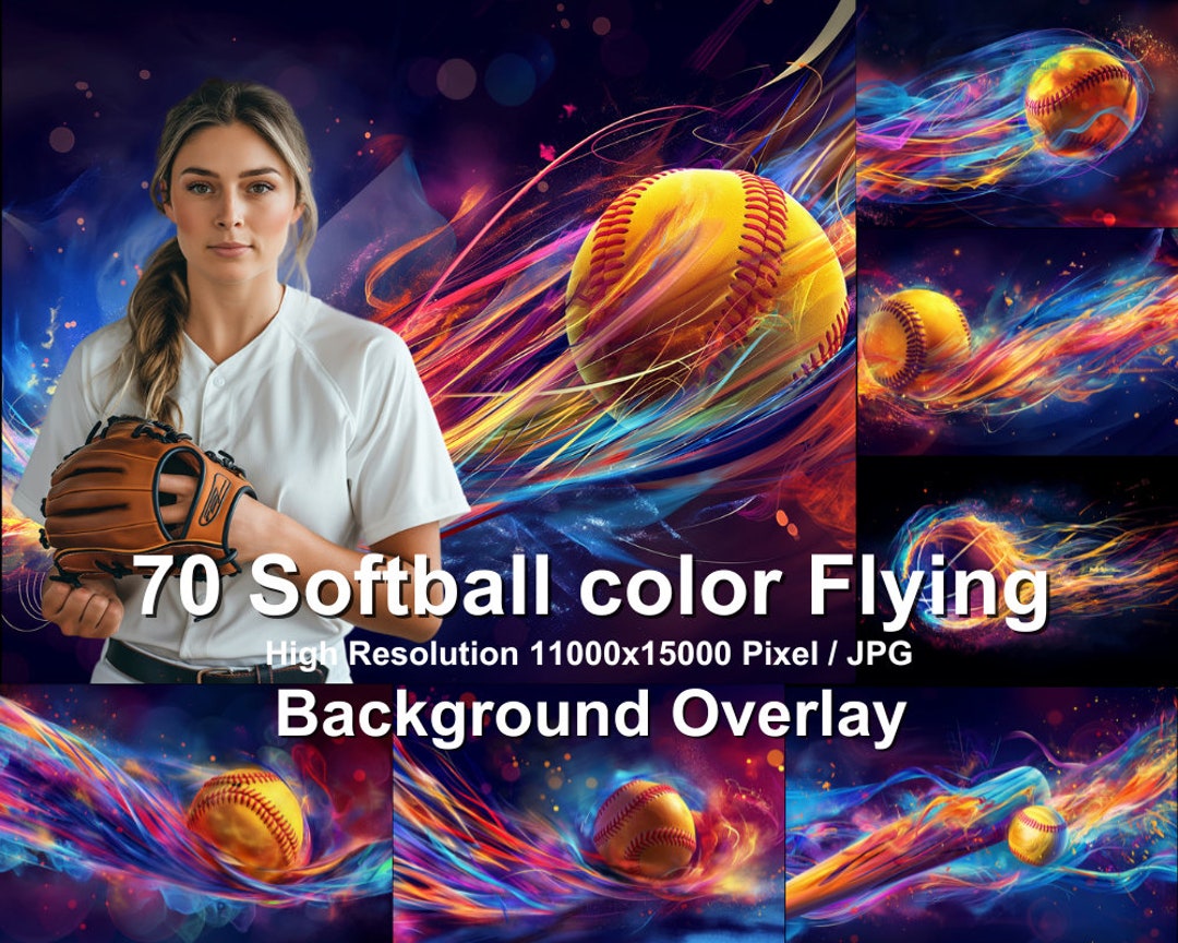 70 Softball Color Flying Images: Sports Photo Backgrounds (digital ...