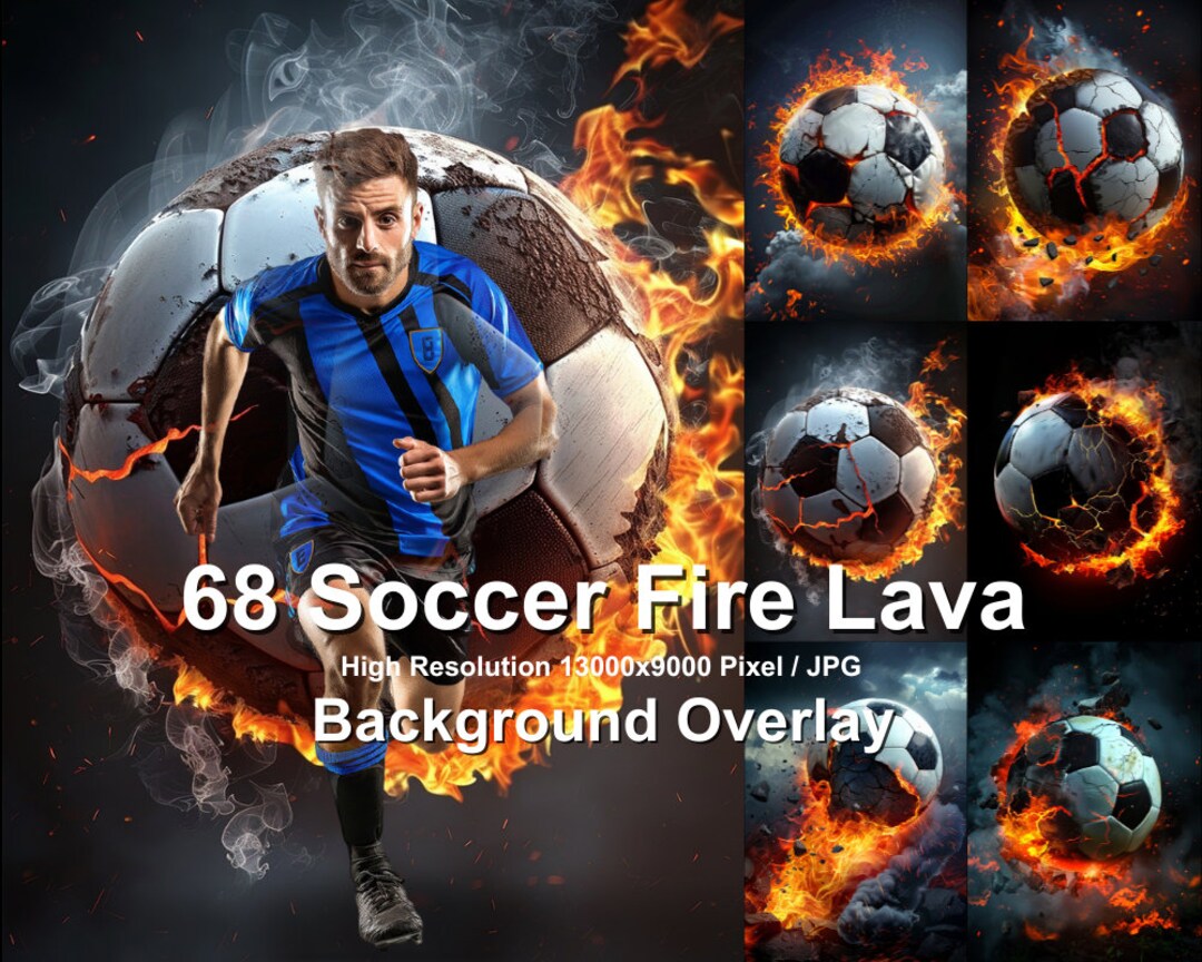 Soccer Ball Fire Lava Photo Backgrounds: Sports Digital Backdrops ...