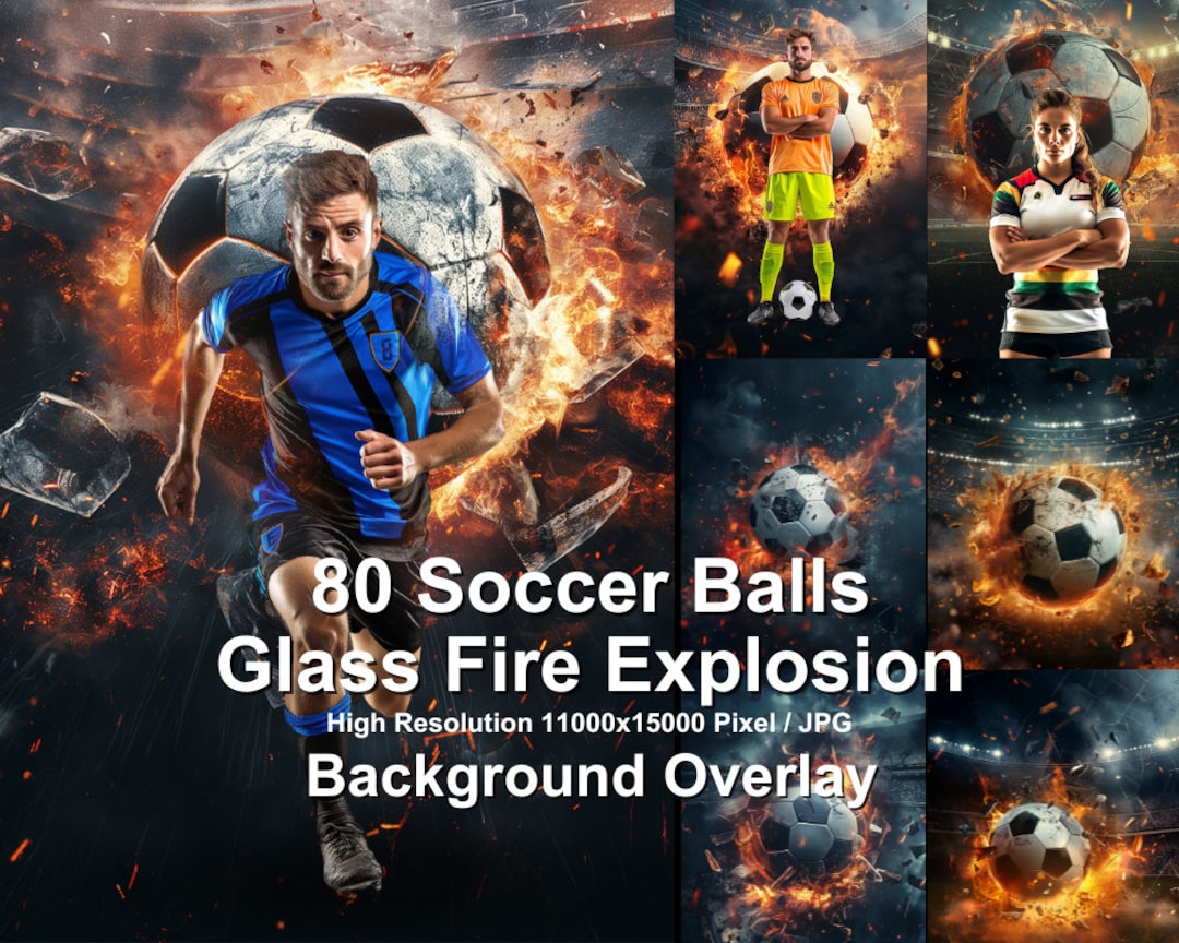 Soccer Balls Fire Glass Explosion Photo Backgrounds (digital Download ...