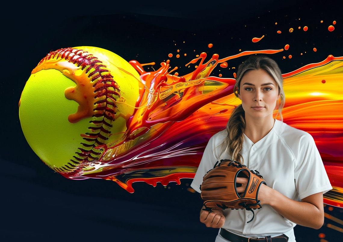 64 Softball in 3D Color-themed Images for Sports Photo Backgrounds ...