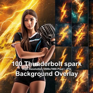 Thunderbolt Spark Sports Backgrounds: 100 Photoshop Overlays (digital ...