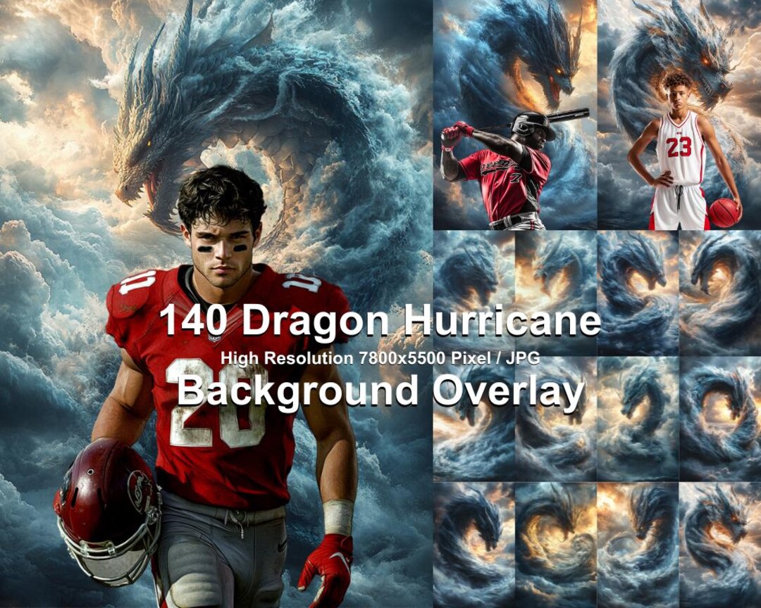 Dragon Hurricane Sports Backgrounds: 140 Photo Overlays (digital ...