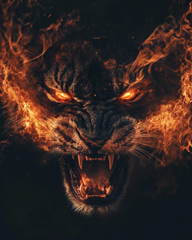 Fiery Animal Rage Poster Set: Sports Motivation Art (digital Download ...