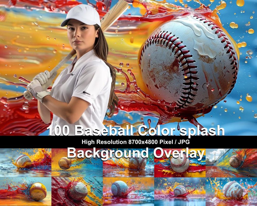 Baseball Color Splash Backgrounds: 100 Sports Photo Overlays (digital ...