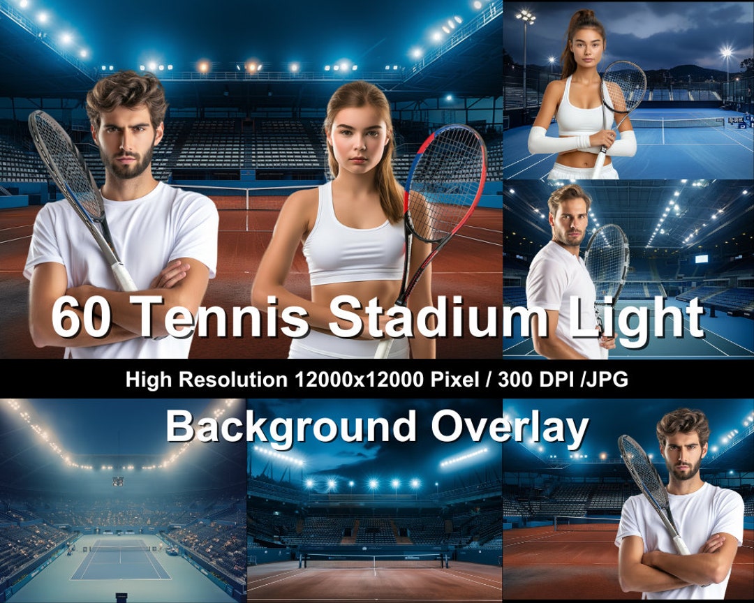Tennis Stadium Lighting Photo Backgrounds: Photoshop Overlays (digital ...