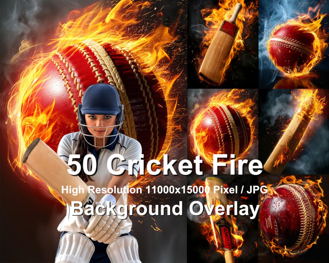 Cricket Fire Photo Overlays: Sports Photography Backgrounds (digital ...