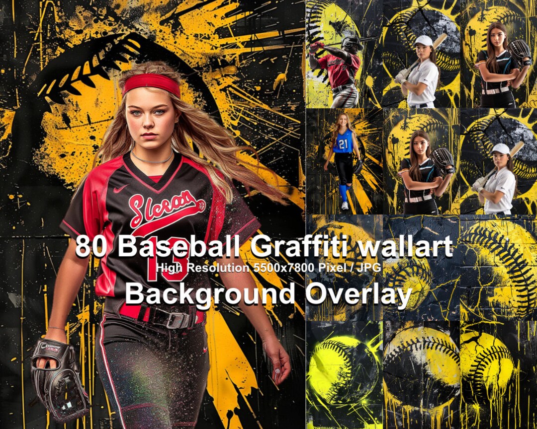 Baseball Graffiti Wall Backgrounds: Sports Photo Overlays (digital ...