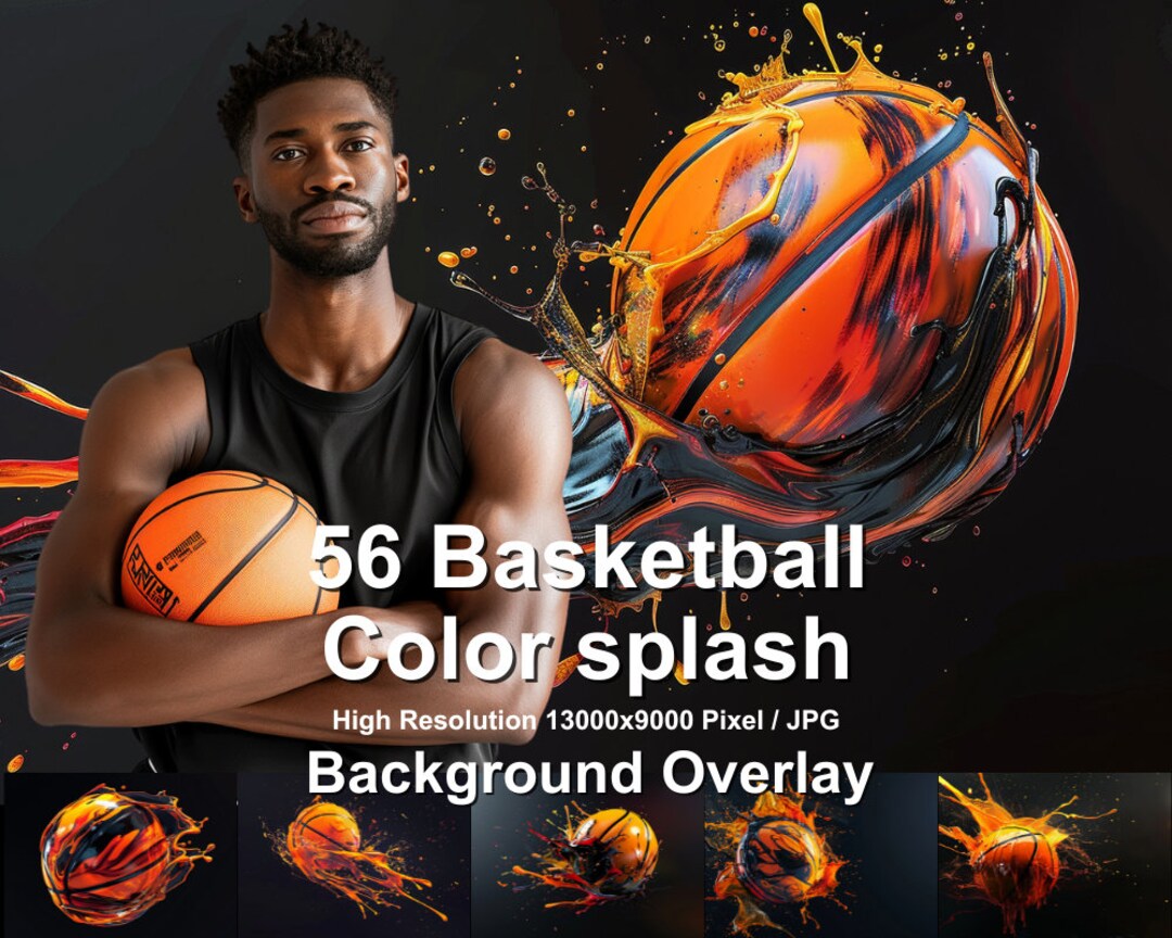 Basketball 3D Color Splash Photo Backgrounds: Sports Digital Backdrops ...