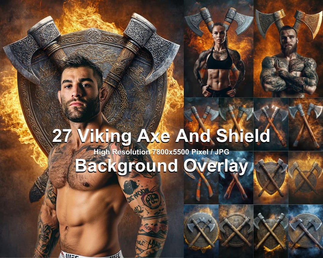 Viking Axe & Shield Sports Backgrounds: 27 Digital Backdrops (32x42 ...