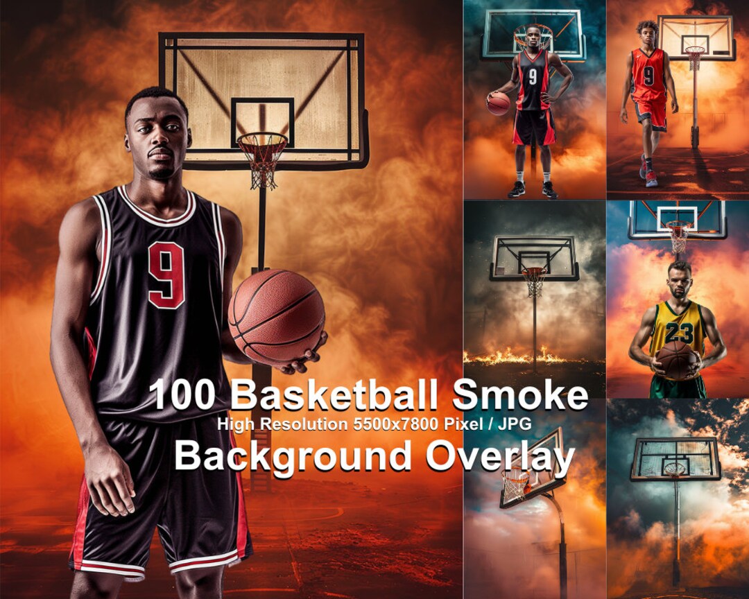 Basketball Hoop Smoke Backgrounds: 100 Photo Overlays (digital Download ...