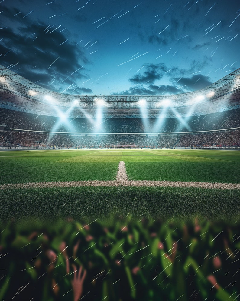 Football Stadium Photo Overlays: Green Grass, Lighting Effects (digital ...