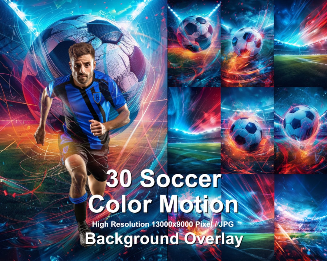 Soccer Photo Backgrounds: Color Motion Sports Overlays (digital ...