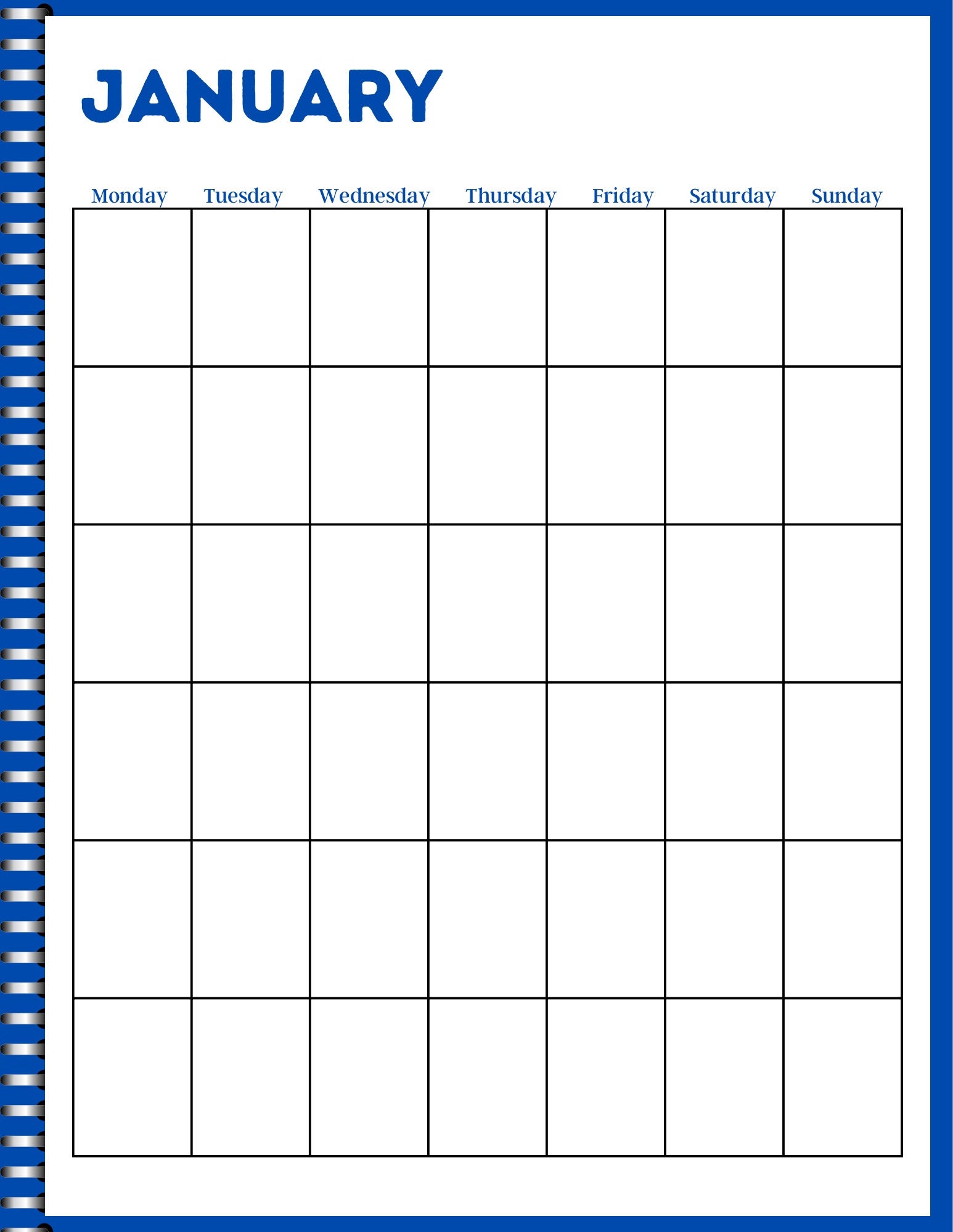 12 Month Multi Color Undated Calendar - Etsy