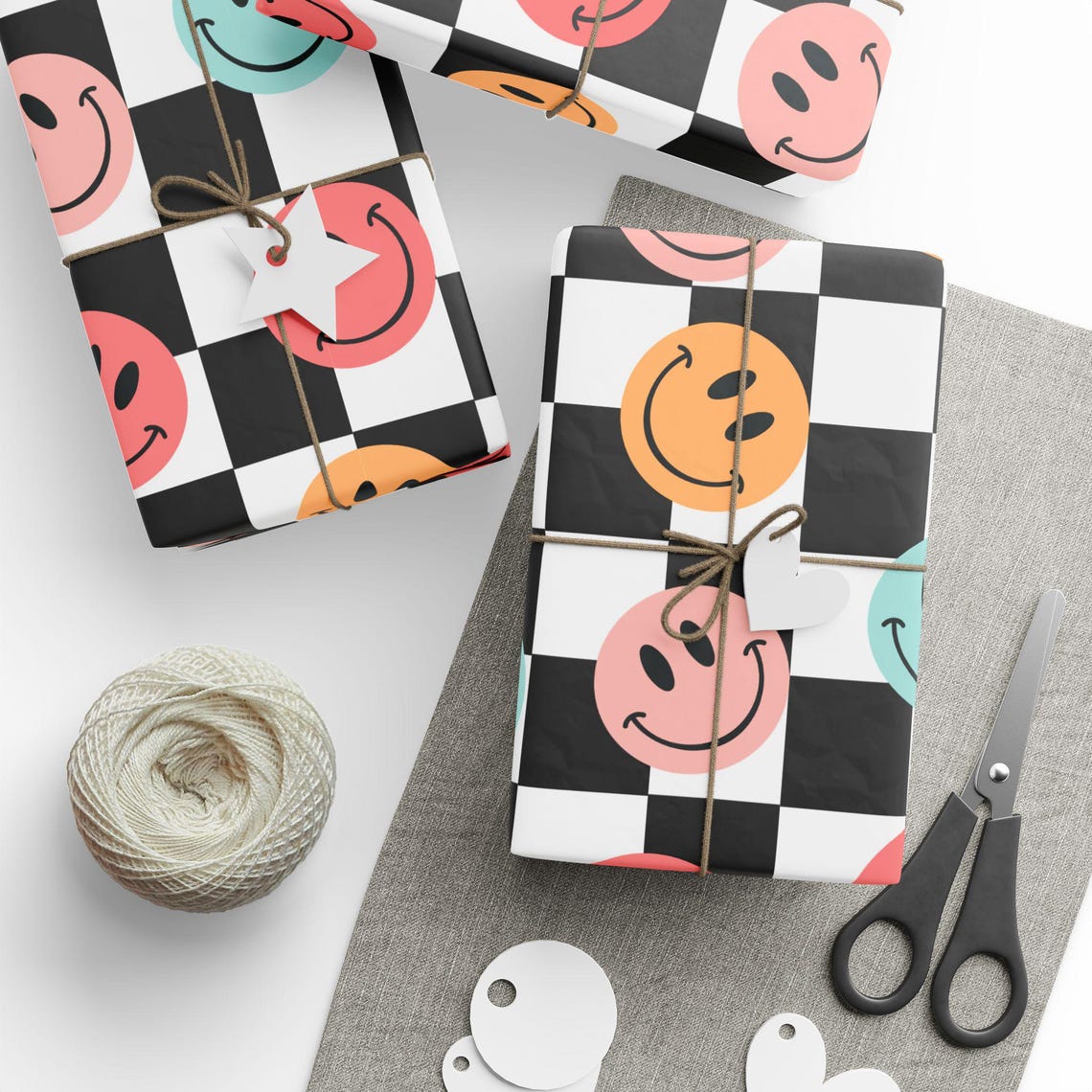 Colorful Smiley Face Wrapping Paper Roll, Fun Gift Wrap for Birthdays ...