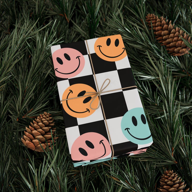 Colorful Smiley Face Wrapping Paper Roll, Fun Gift Wrap for Birthdays ...